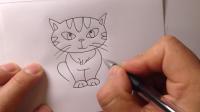 金龙手绘简笔画.卡通小猫的画法