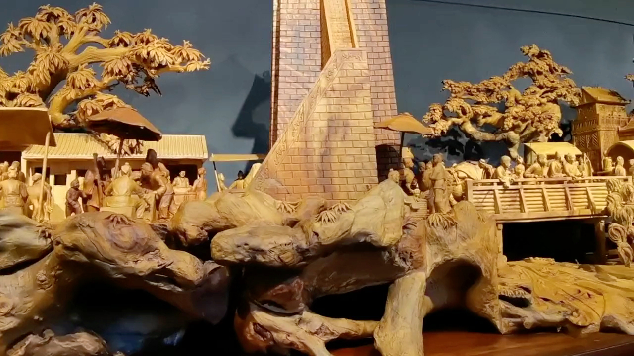 40米长的清明上河图,材质香樟木,带大家看看