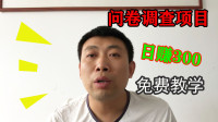 简单的调查问卷项目,单人日赚300,免费教学