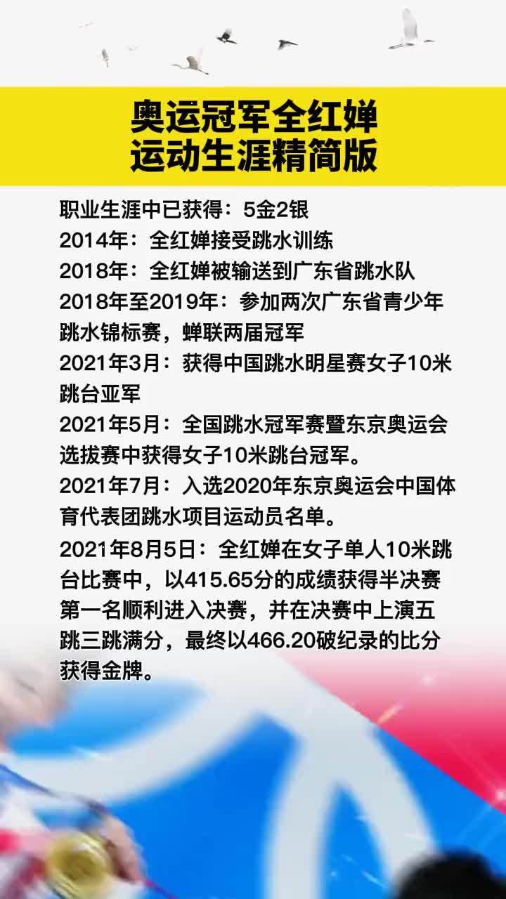 全红婵运动生涯简历