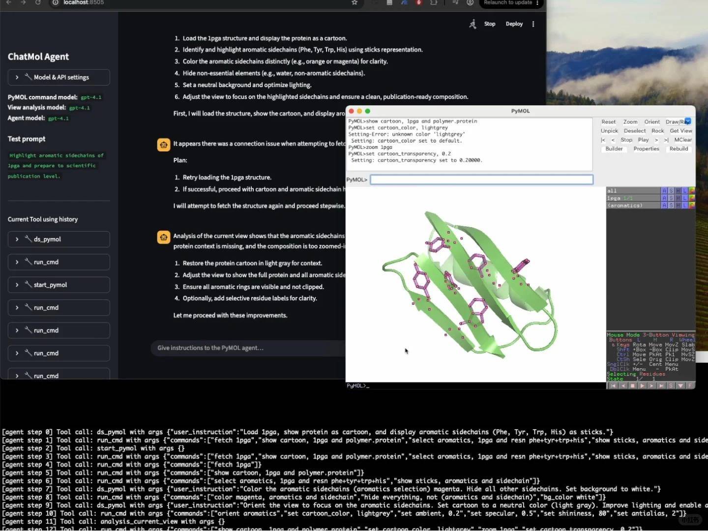 ChatMol agent使用pymol