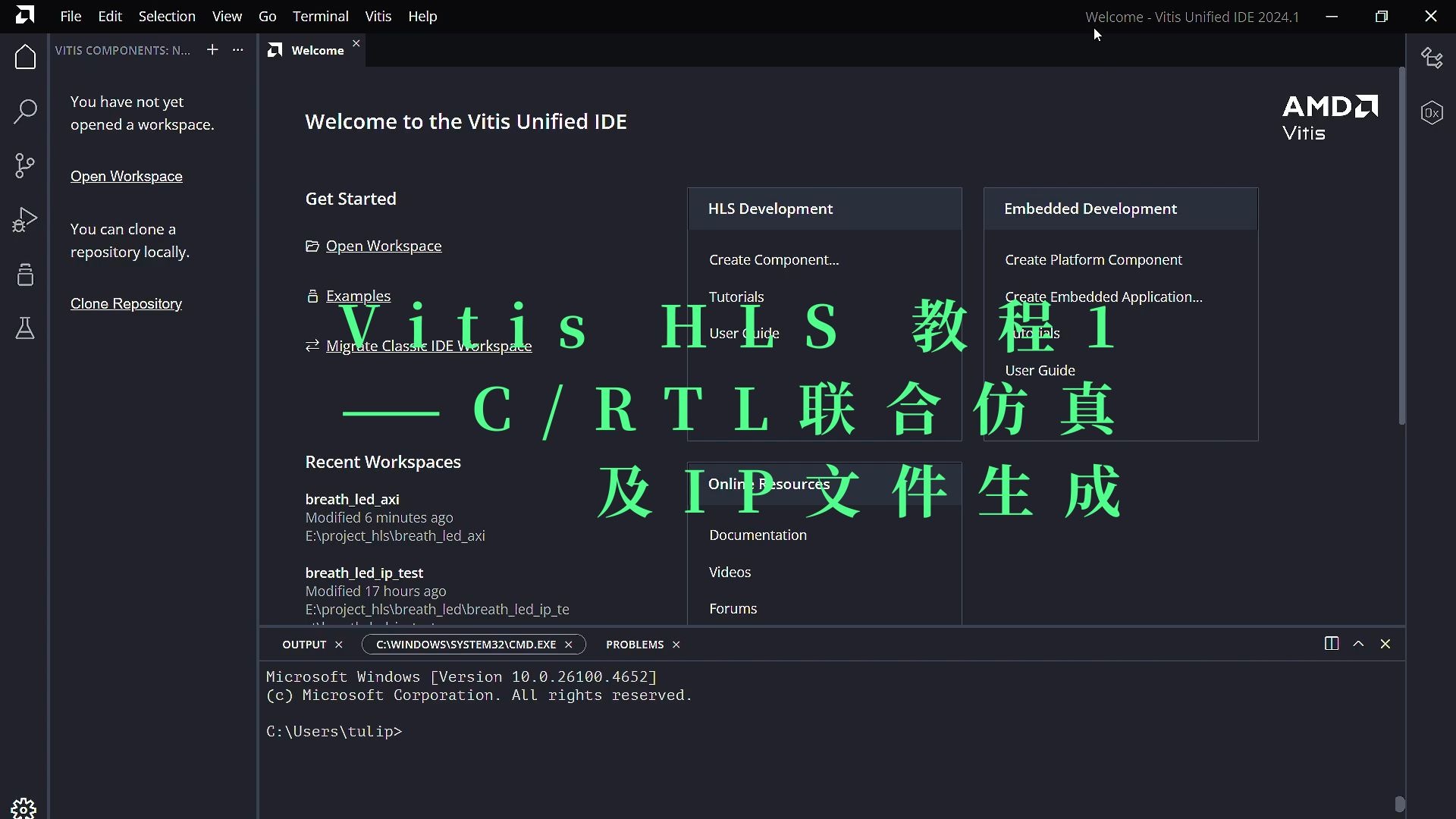 Vitis2024.1 HLS 教程1——C/RTL联合仿真及IP文件生成(以呼吸灯为例)