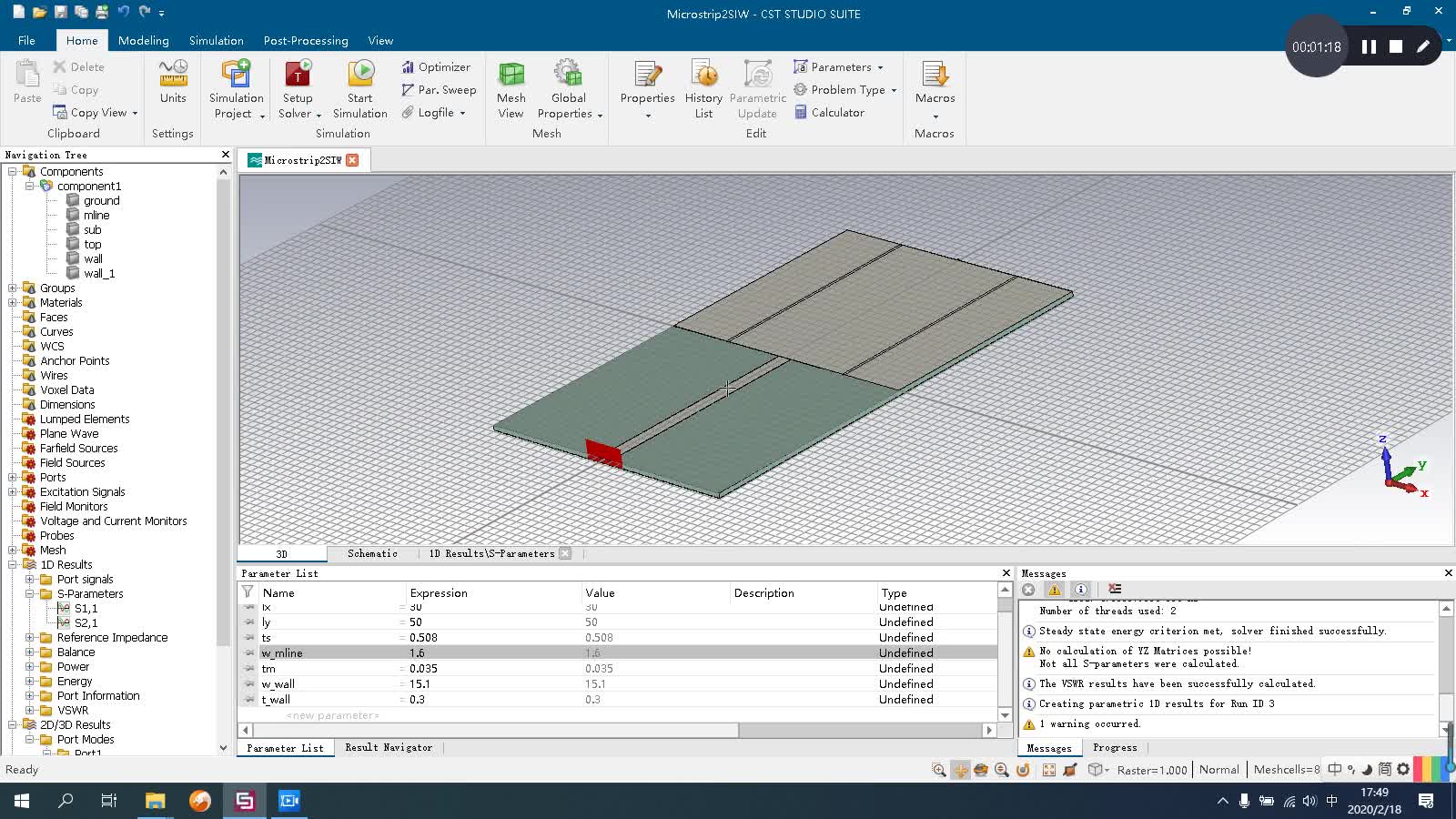 CST快速入门——结构参数优化(微带—基片集成波导)