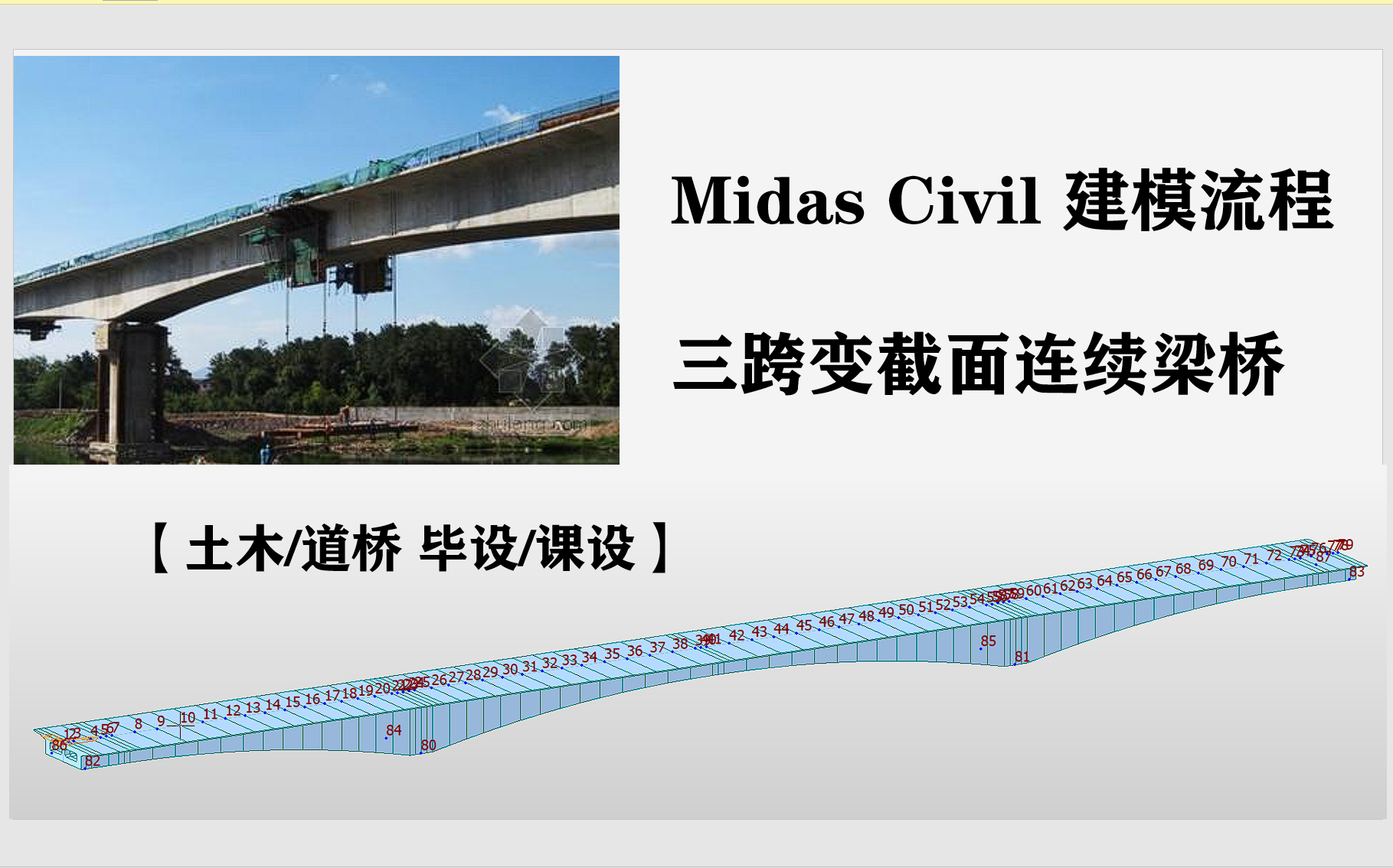 Midas Civil迈达斯 连续梁桥 基本建模流程【土木/道桥 毕设/课设】
