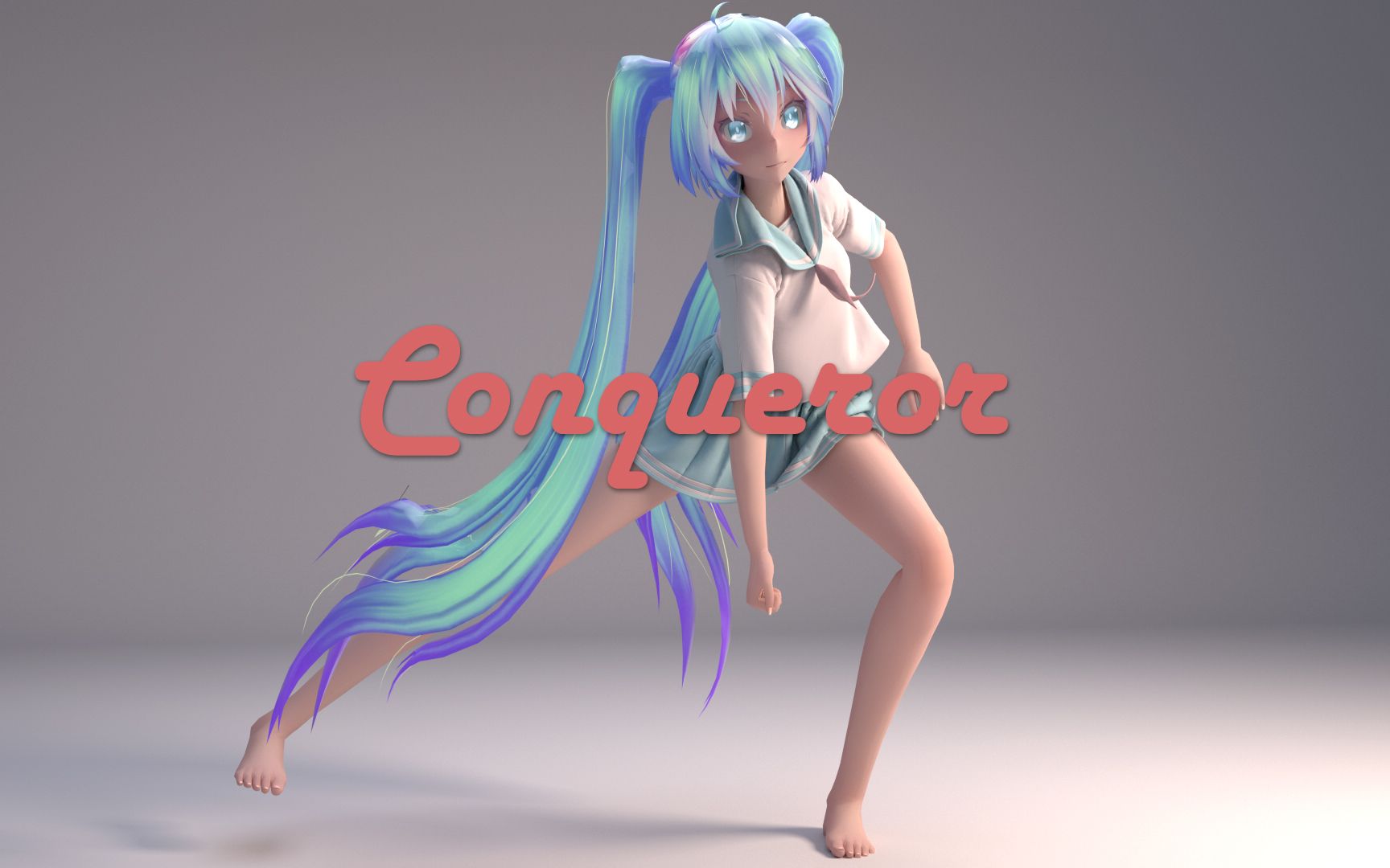 【C4D/布料/真实肌肤】水手服初音在摄影棚里跳Conqueror
