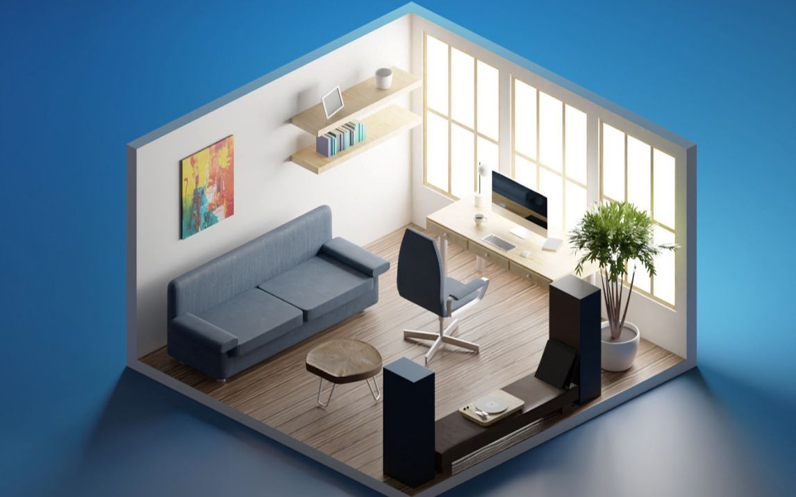 【3Dmax室内建模】简单办公室场景建模,上色,灯光渲染全流程案例...