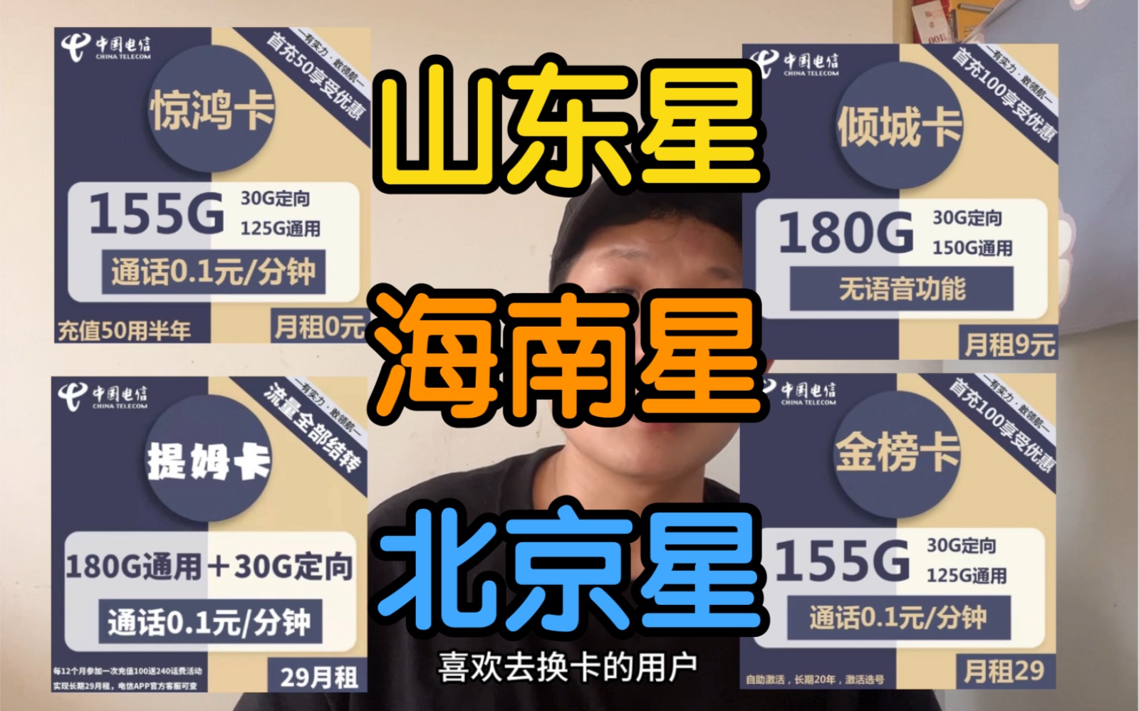电信北京星/山东星/海南星/你选哪一款?长期套餐自选号码流量转接!...