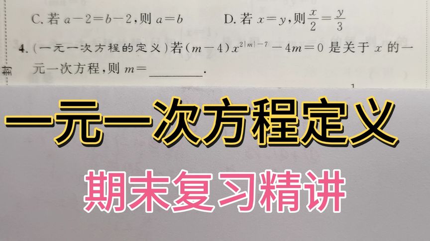 七年级数学期末,常见考点归纳精讲,一元一次方程的定义(一)