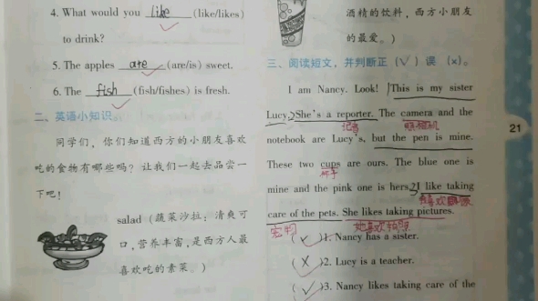 五年级寒假作业21—30答案