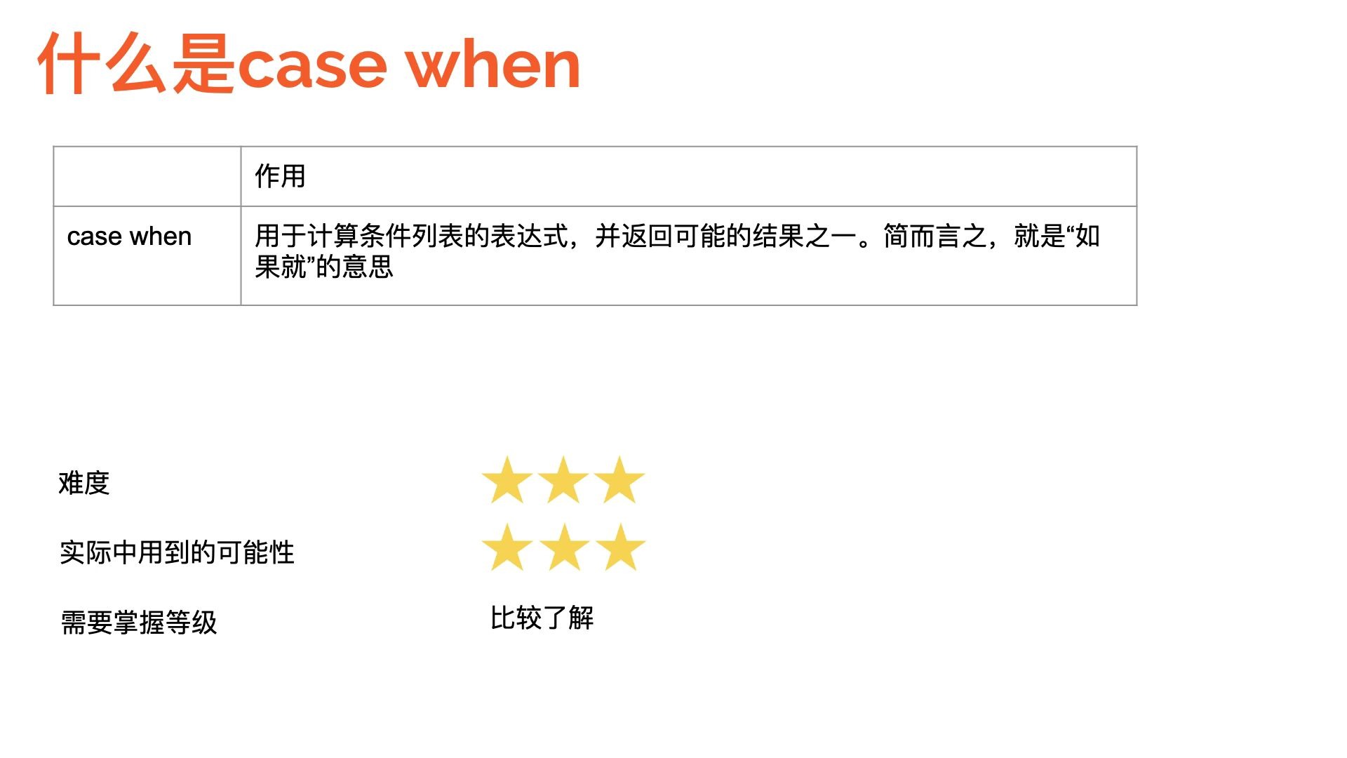 【数据分析基础知识】:sql的基础(26)case when