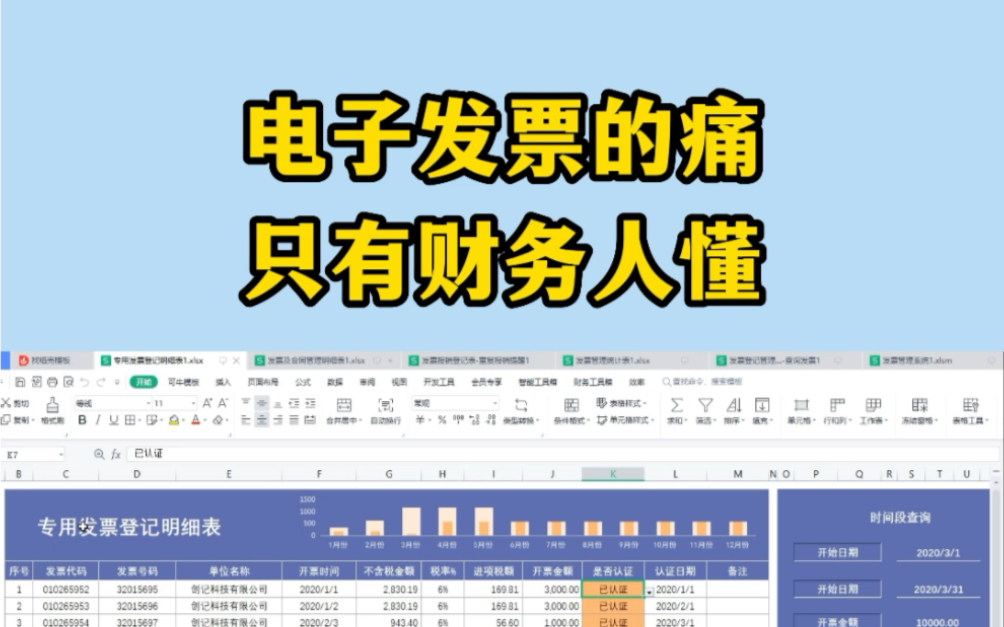 电子发票管理一团糟?这套电子发票管理系统,表格自动计算统计,还能...