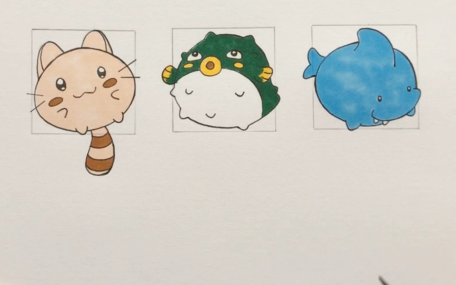 【儿童画】卡通简笔画2 角色的结构和比例2 画小猫小鱼 绘画课程适合...