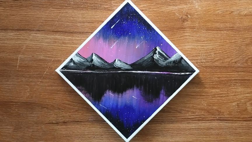 手工绘画作品,简单又漂亮的夜空风景画!