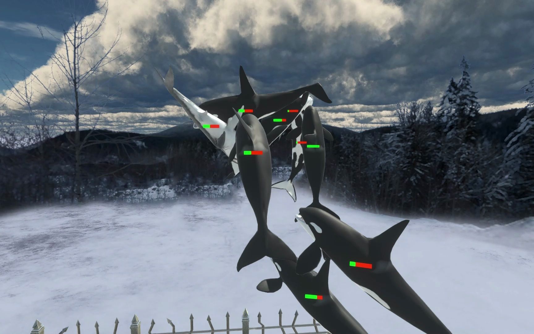 7只虎鲸vs8只大白鲨,动物战争模拟器