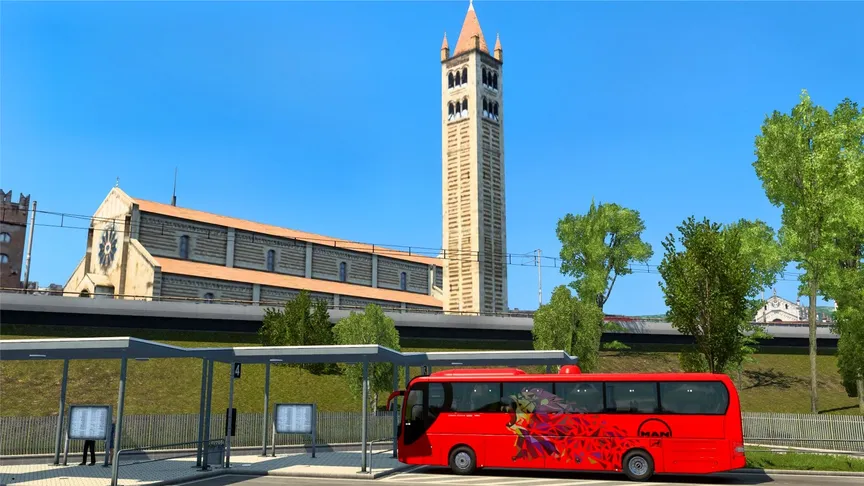 欧洲客车模拟:中国红曼恩狮子客车敞在意大利