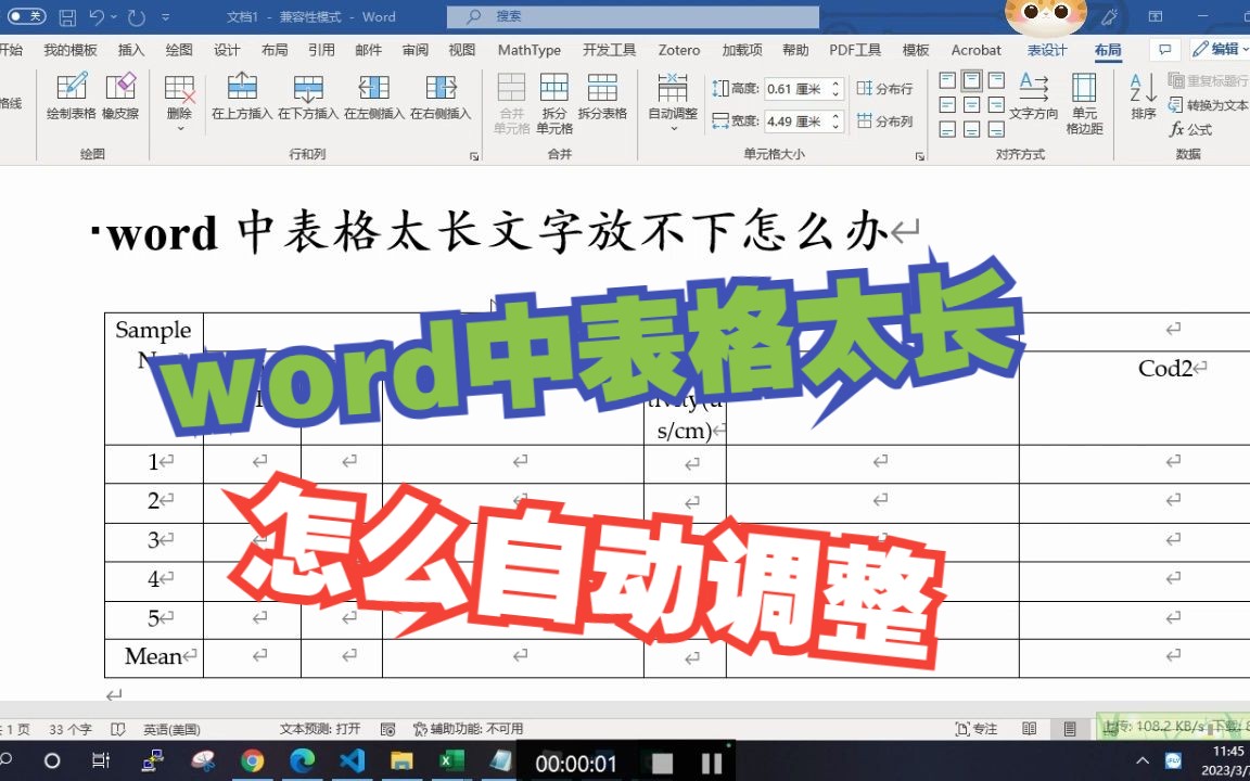 word中表格太长文字放不下怎么自动调整