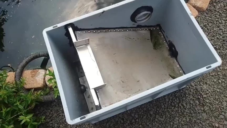 抖音好友DIY的鱼池物理固液分离过滤器