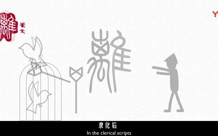 漢字裡的中國人之“离”字。《说文解字注》離:離黃、倉庚也。鳴則...