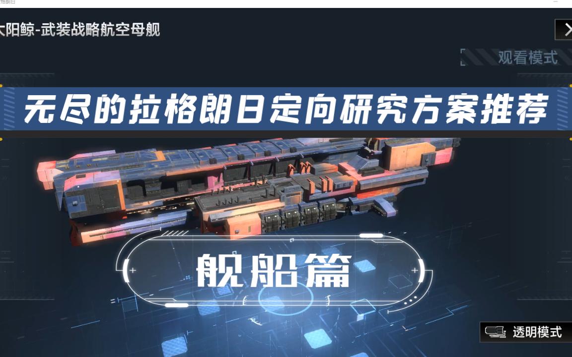 无尽的拉格朗日定向研究方案推荐-舰船篇