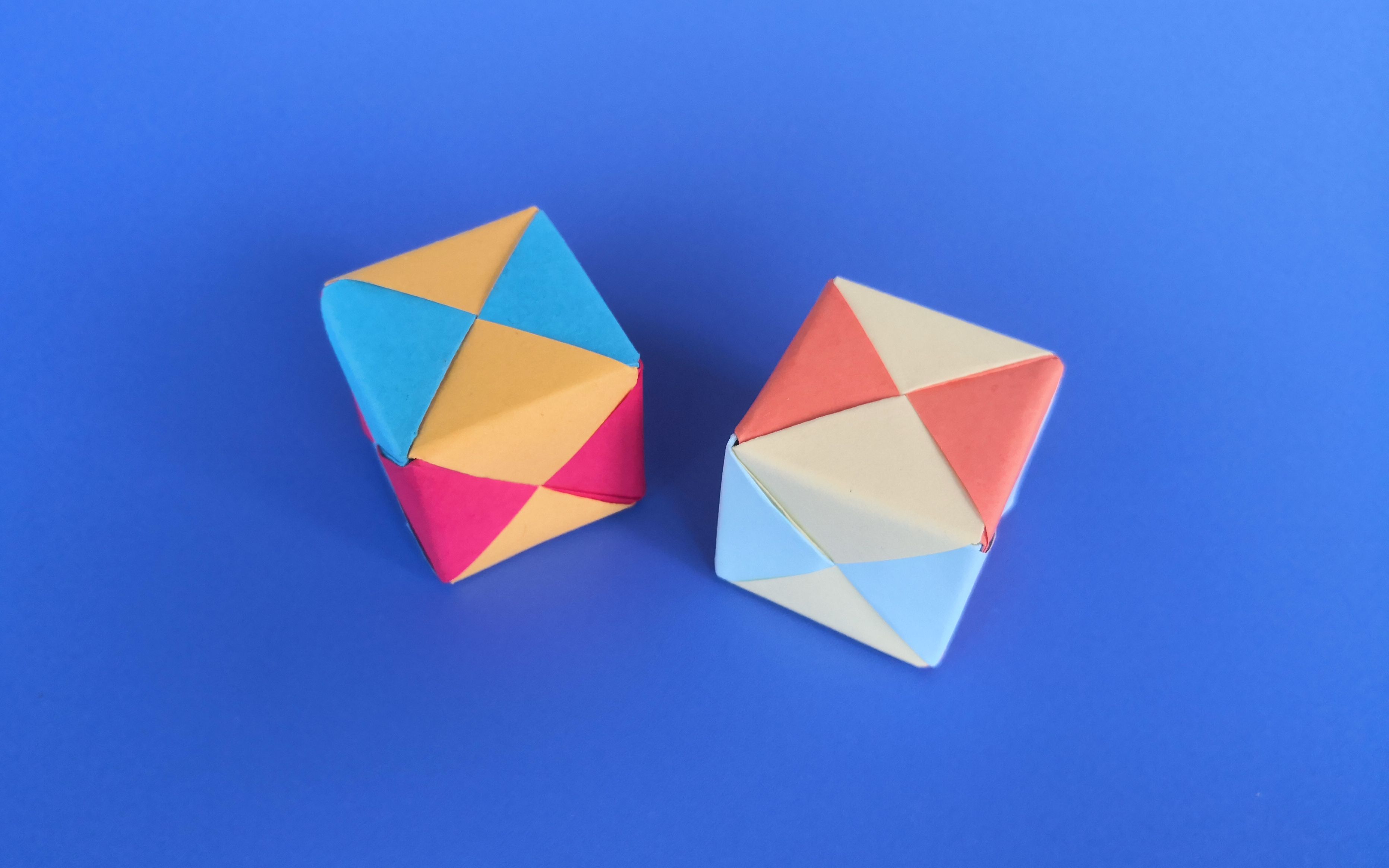 折彩色正方体,立体正方体折纸方法,不用粘不用剪