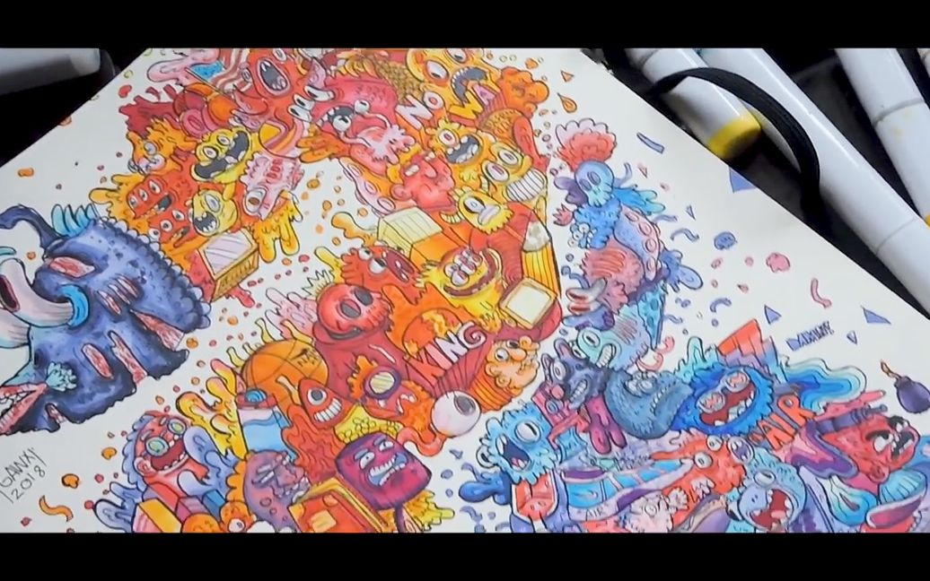 【涂鸦】【Gawx Art】画了一条鱼,它的身体是由涂鸦组成的(有点海绵...