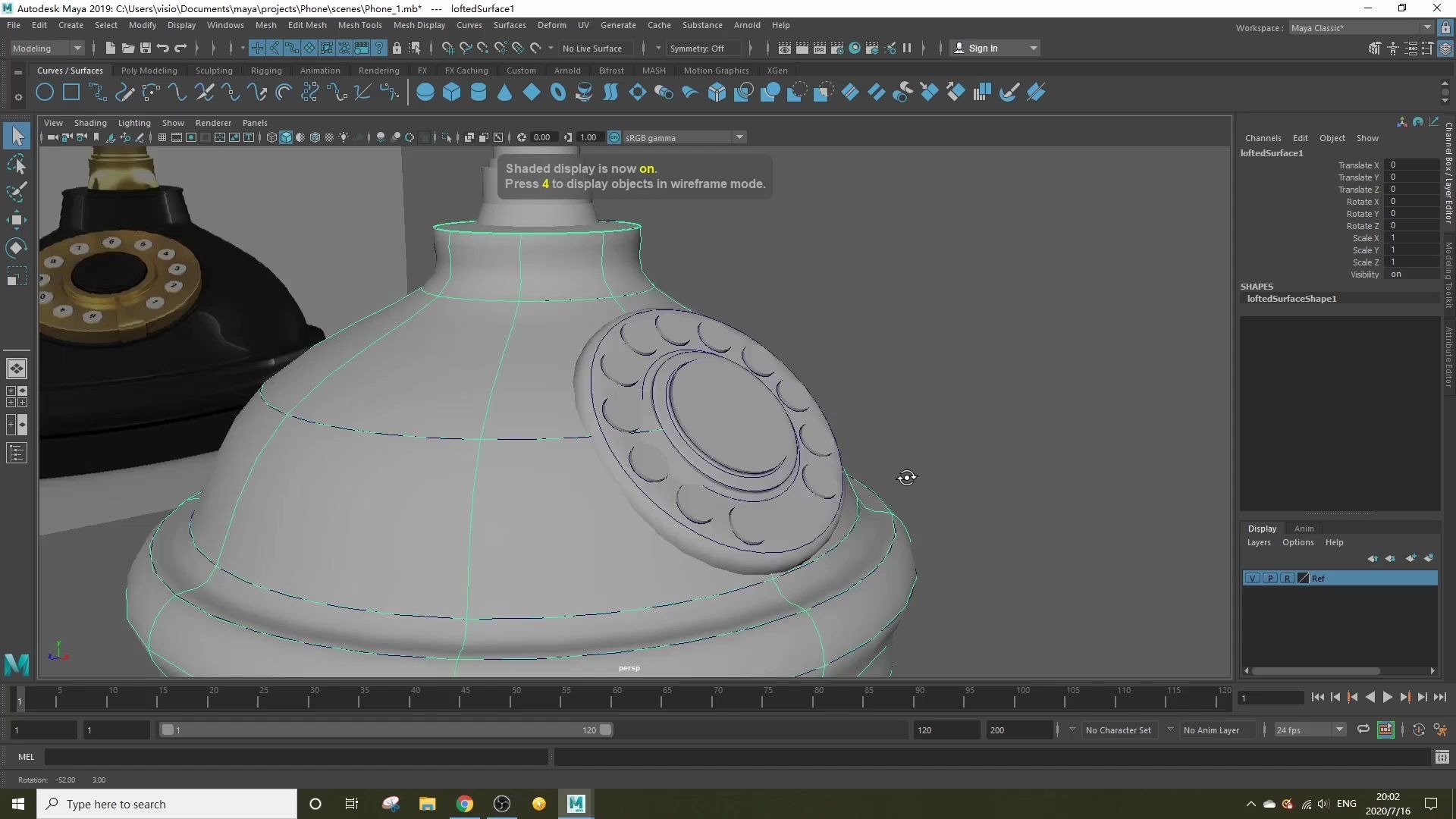 Maya从入门到精通--28 曲线曲面建模 -- 老式电话机2