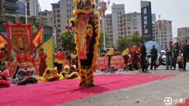 南方人舞狮就是棒,两少年表演醉狮很亮眼,五六岁小孩敲鼓最抢镜