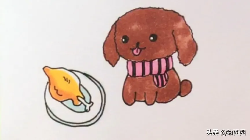 儿童美术绘画教程,茶杯狗简笔画,太可爱了送个鸡腿给你吃吧