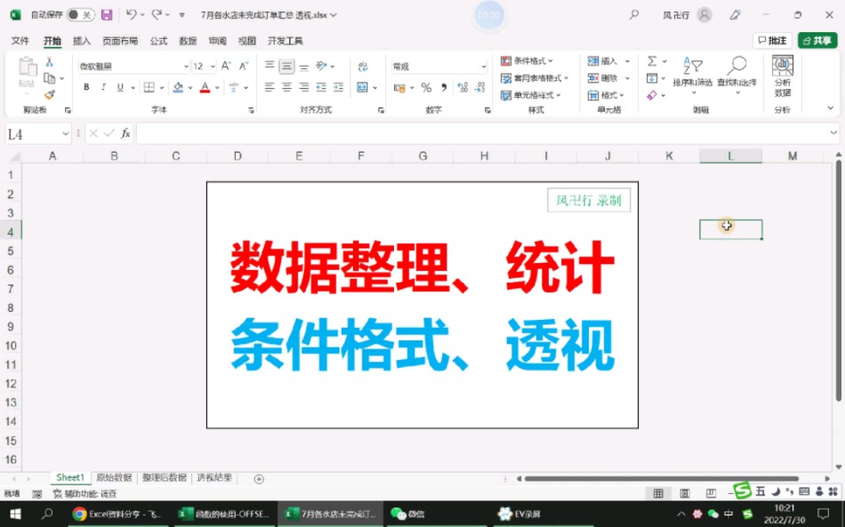 Excel 数据整理 透视表 条件格式
