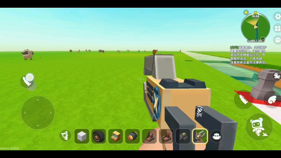 在迷你世界里面见到一个车,但是这车比我想象中的还要高