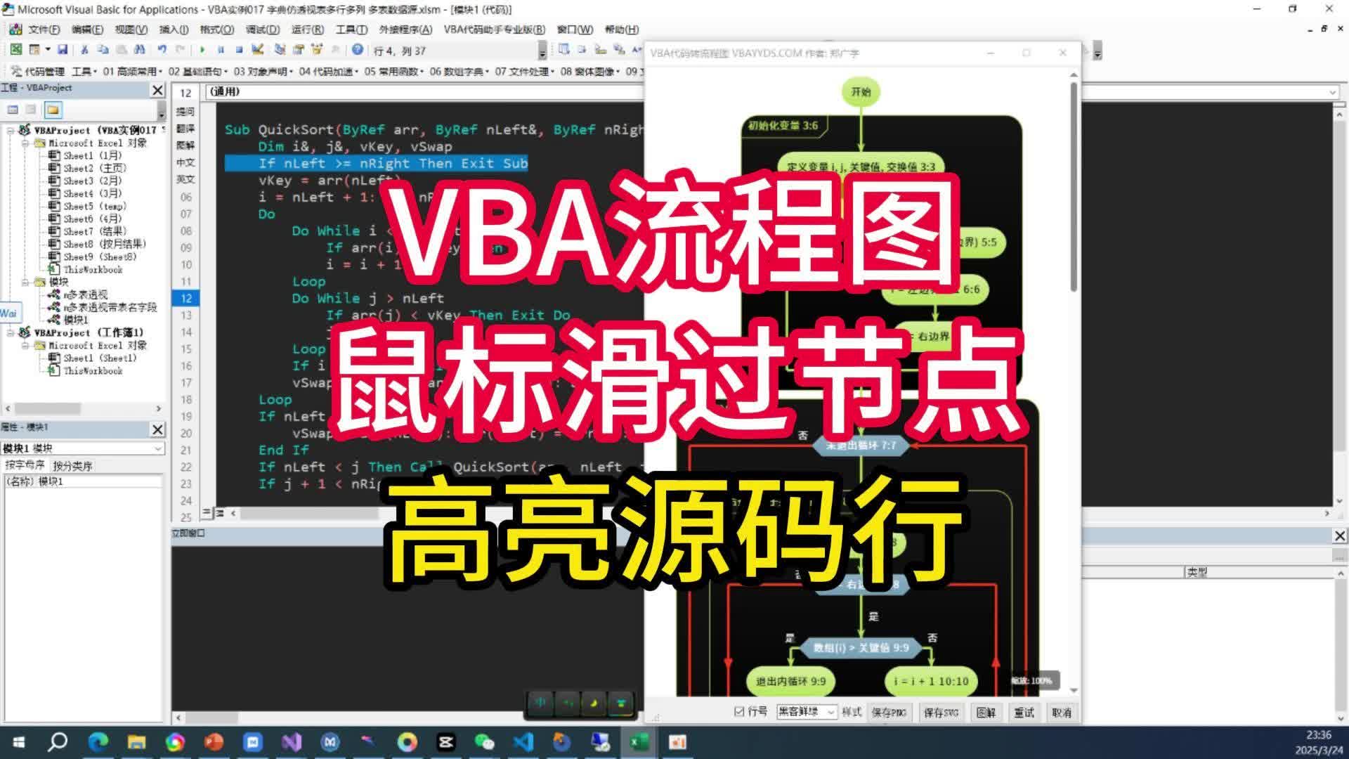 VBA流程图鼠标滑过节点高亮源码行 VBA永远的神
