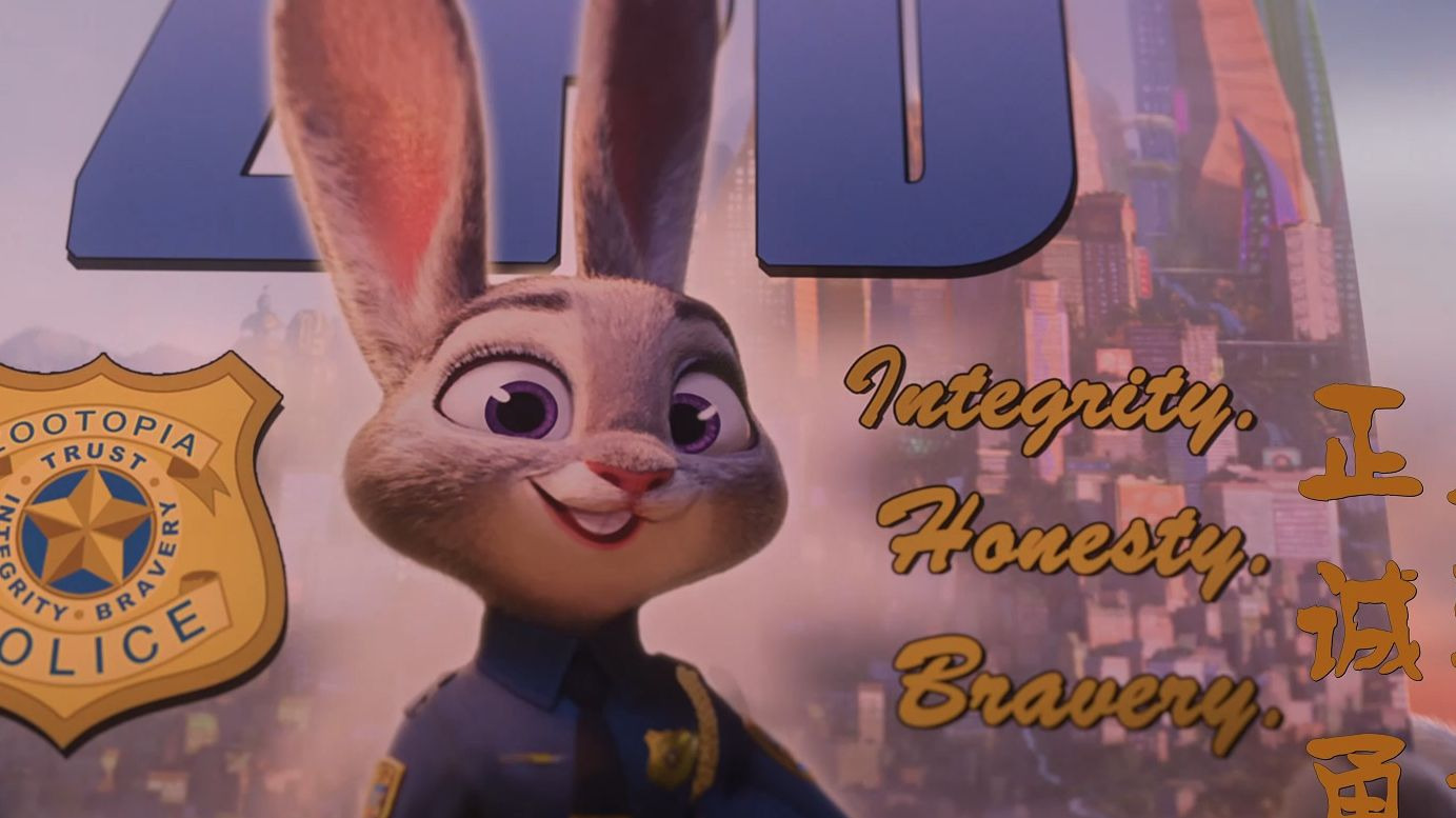 《疯狂动物城》动画电影英文配音片段,羊市长朱迪谈话,英语配音素材,...