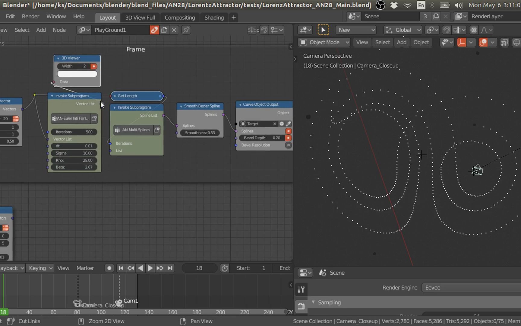 Blender动画节点构建的微分方程的欧拉法解算实例