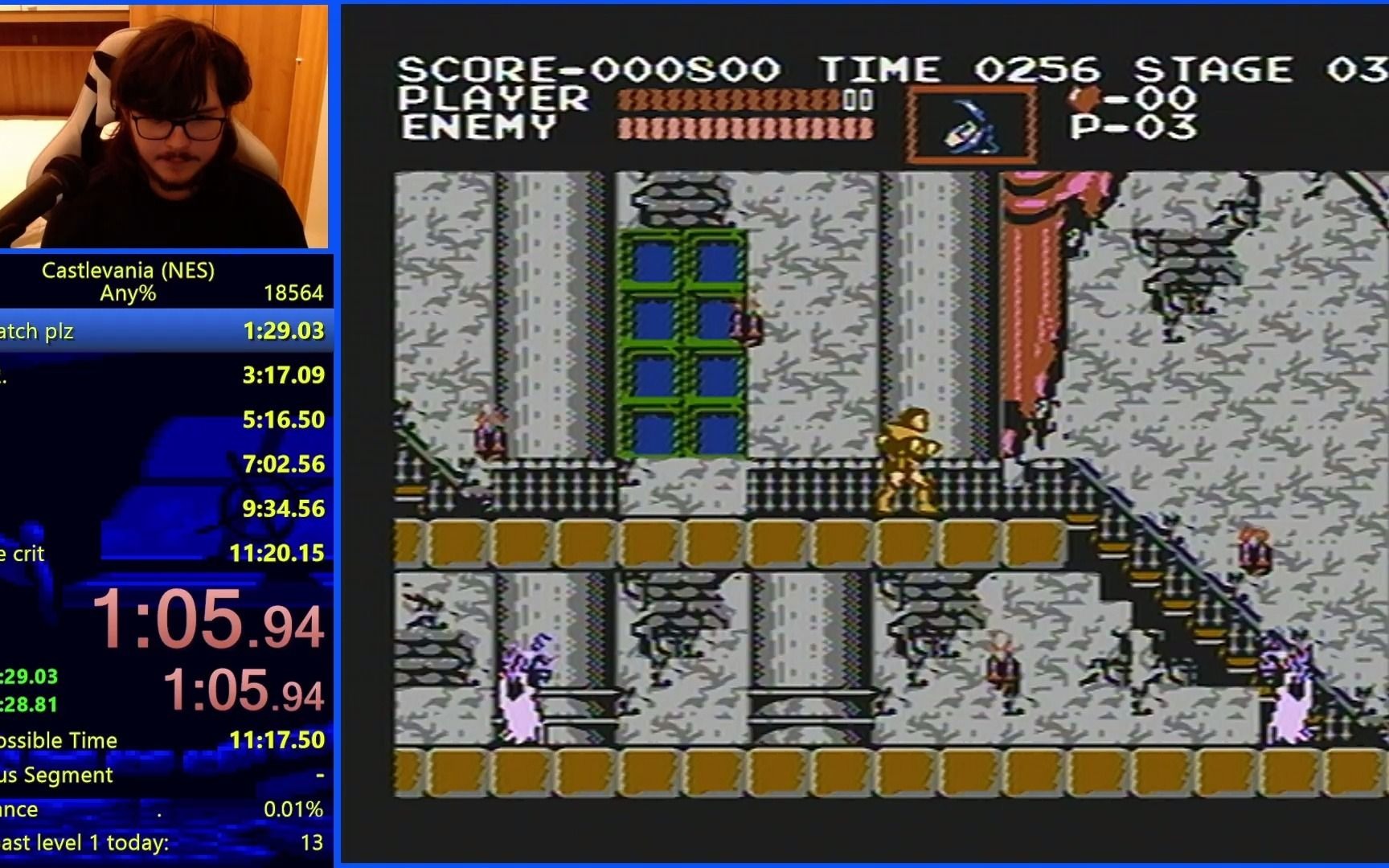 【搬运+字幕】NES恶魔城-any%-世界记录11分19秒433速通-...