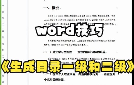 【word技巧】word自动生成目录一级和二级,自动生成目录格式要怎么...