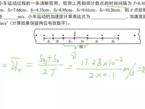 用纸带计算速度和加速度(2005年高考物理广东卷第11(2)题)