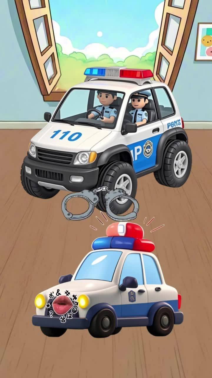 动漫:爸爸要执行任务,小救护车和警车给爸爸拿工具