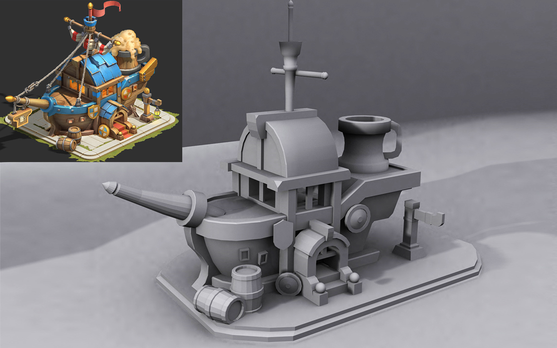 ...“海盗船”模型建模到SP材质贴图制作,载具模型零基础制作技巧教程