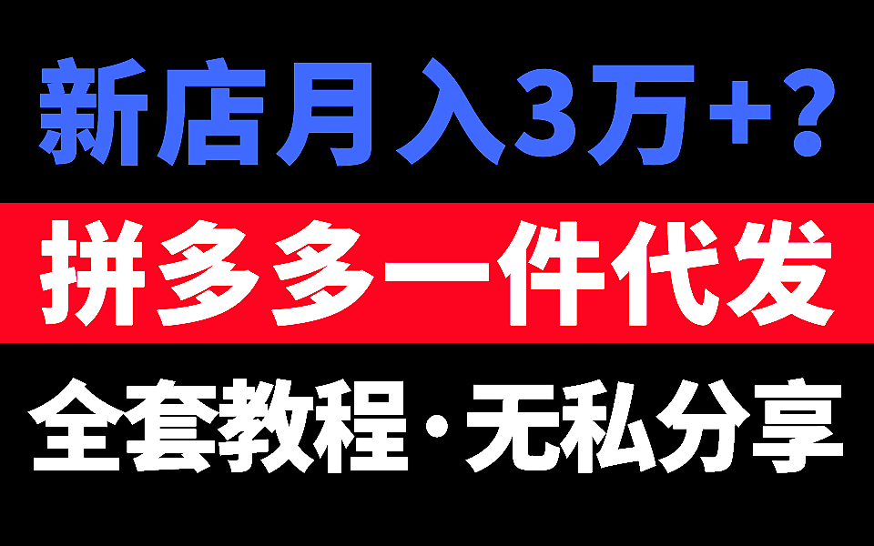 【拼多多一件代发】新手开店做无货源月入3W+,分享详细操作教程!