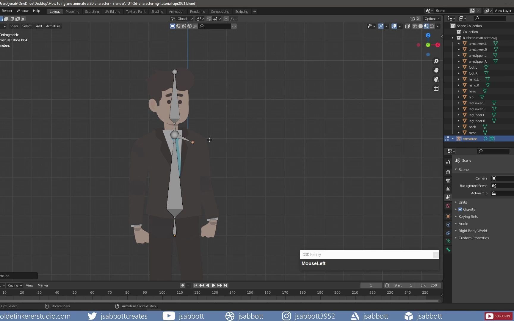 【2D角色骨骼绑定】Blender 2.92教程