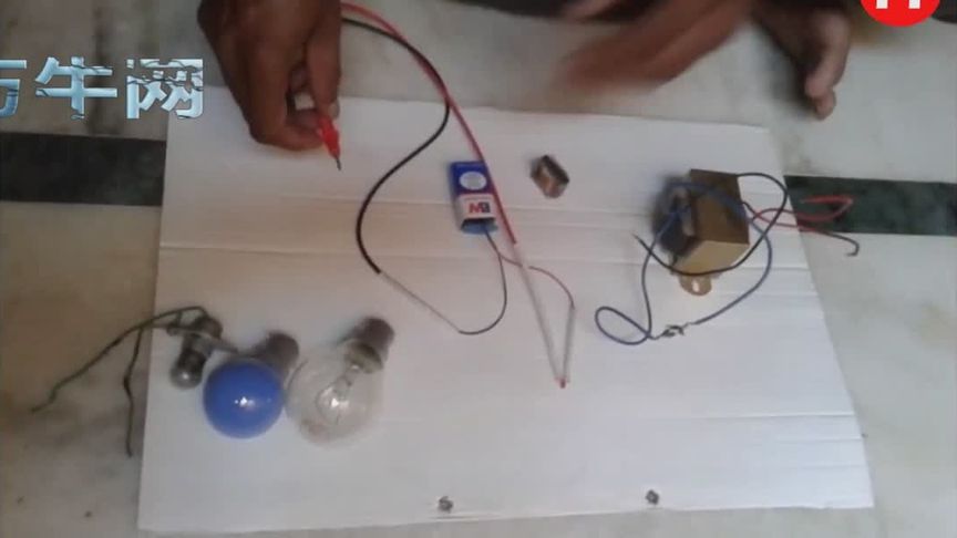 使用9v电池和led灯的简易电子元件测试仪