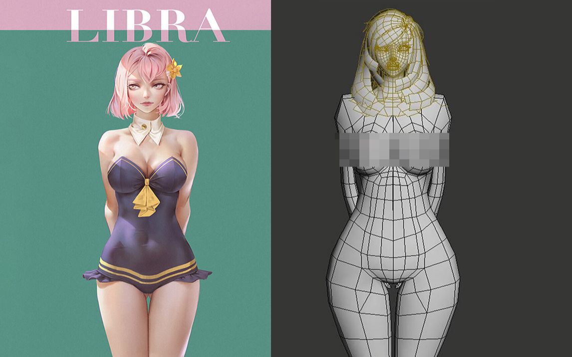 3DMAX人物建模:零基础box到完整女性人体裸模制作过程演示