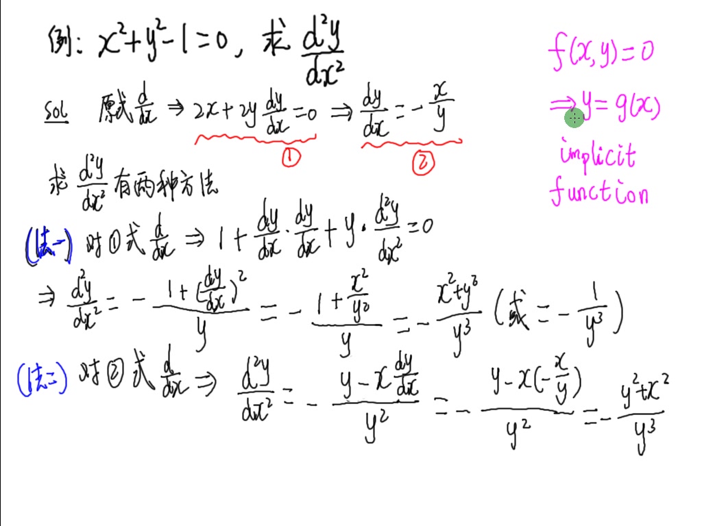 2.4隐函数求导法难点 隐函数求二阶导