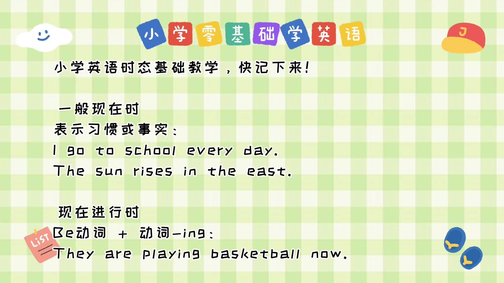 小学零基础学英语:时态基础教学一般现在时、现在进行时
