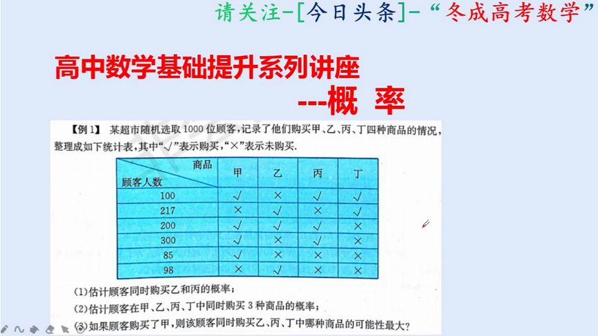 高中数学基础提升系列讲座～学会提炼表格信息