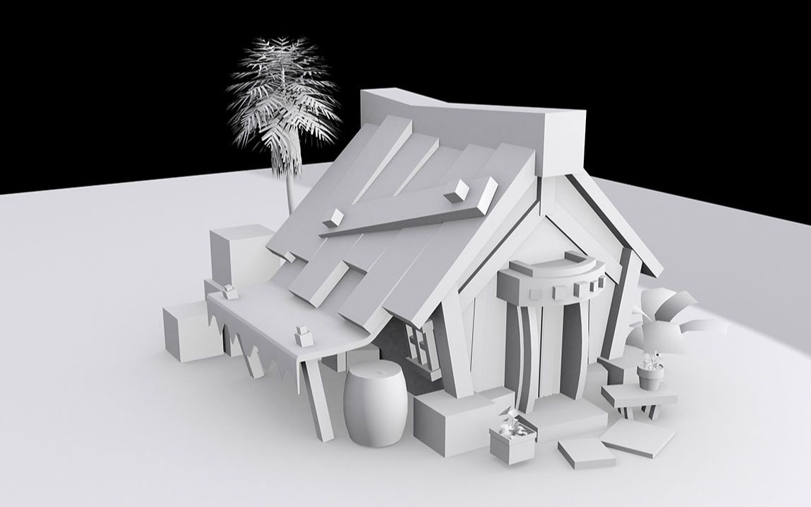 【3Dmax教程】卡通小屋搭建到渲染教学,max基础指令快捷键讲解,...