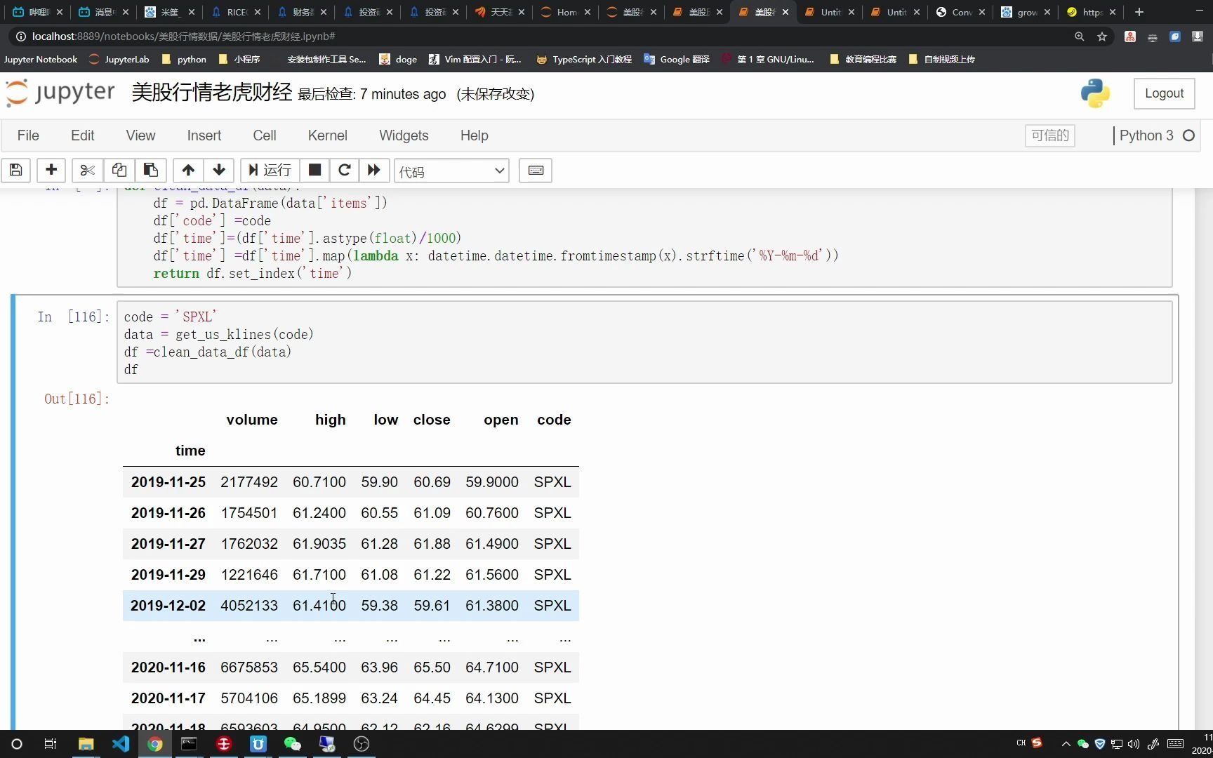 python美股行情老虎财经数据清洗timestamp格式转换datetime朝天吼...