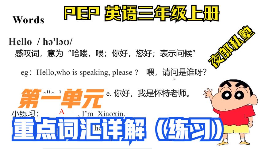 PEP小学英语三年级上册第一单元重点词句详解(含练习)学浪计划