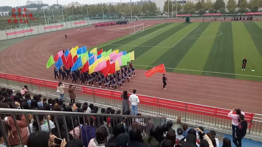 运动会开幕式上的彩旗方队