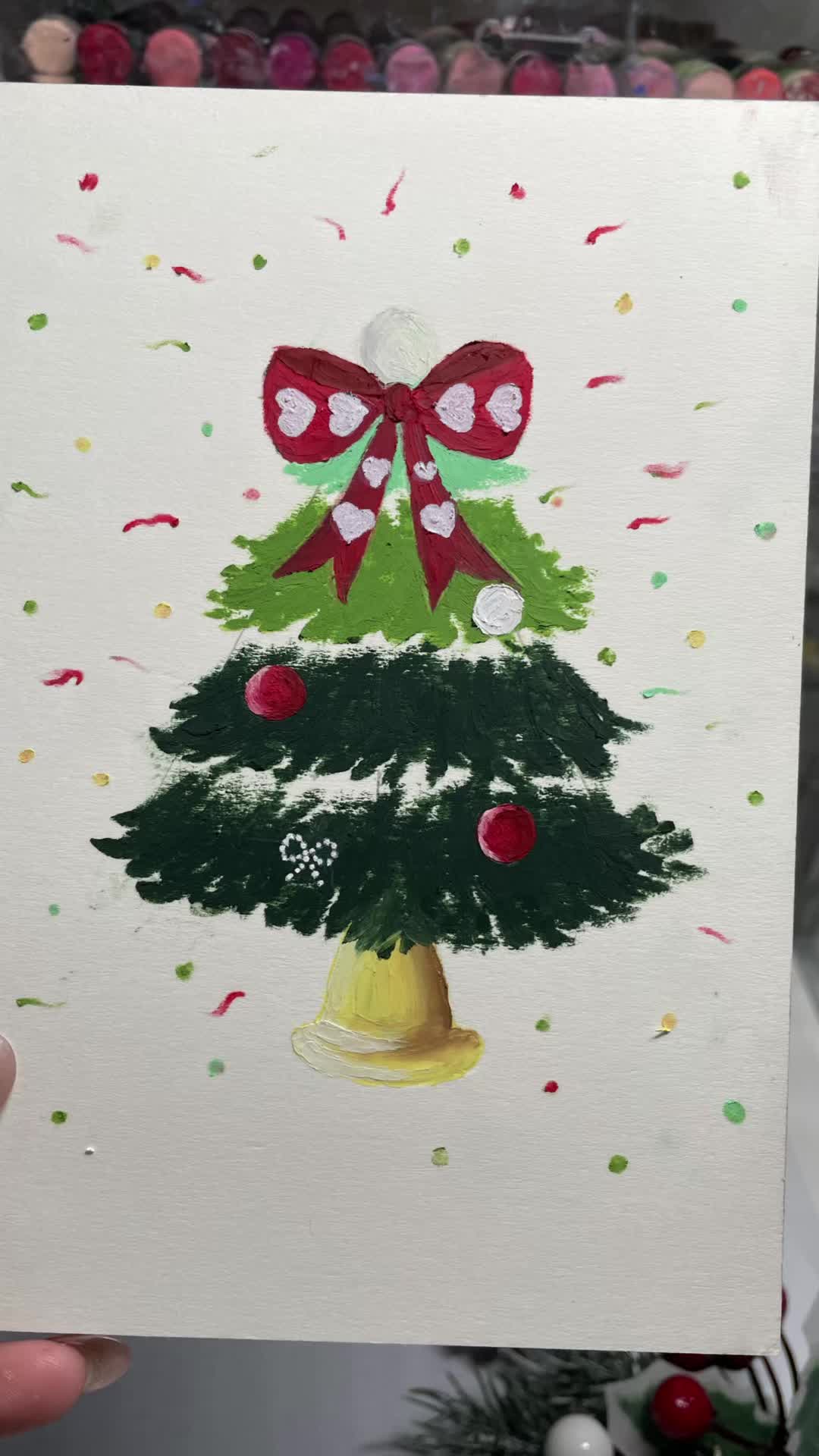 油画棒教程 | 圣诞树简易教程ߎ�ߎ�ߎ�#创作灵感 #油画棒 #画画 #...